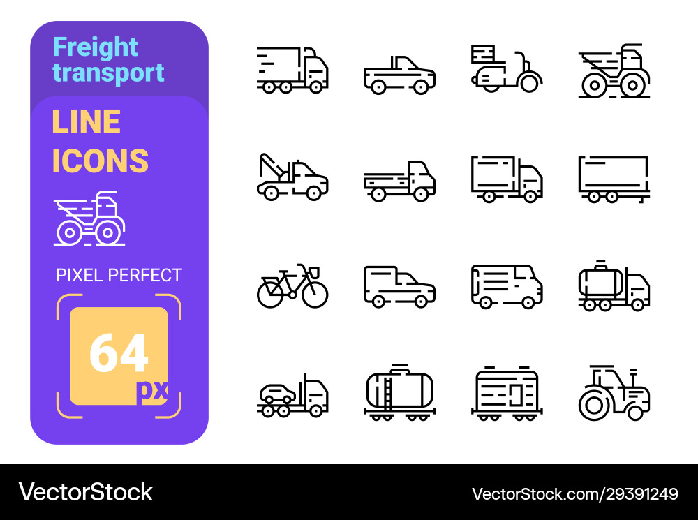 Freight transport line icons set Royalty Free Vector Image