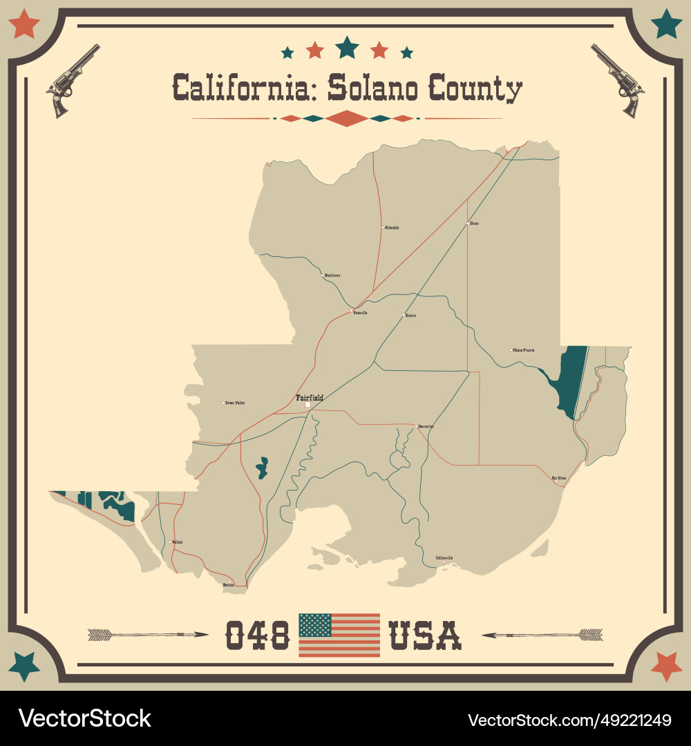 Große und genaue Karte von Solano County Vektorbild