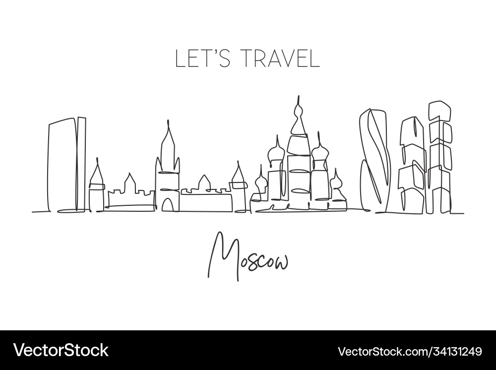 Moscow Skyline - Single Line Art Royalty Free Vector Image
