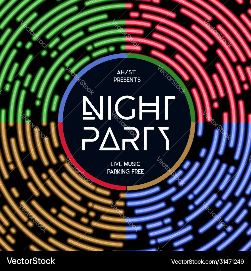 Night party rounded lines design Royalty Free Vector Image
