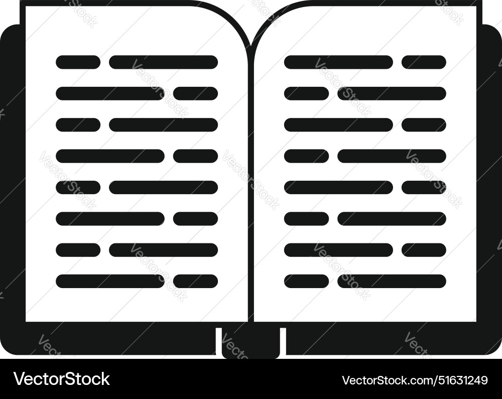 Open book with text lying open on table for Vector Image