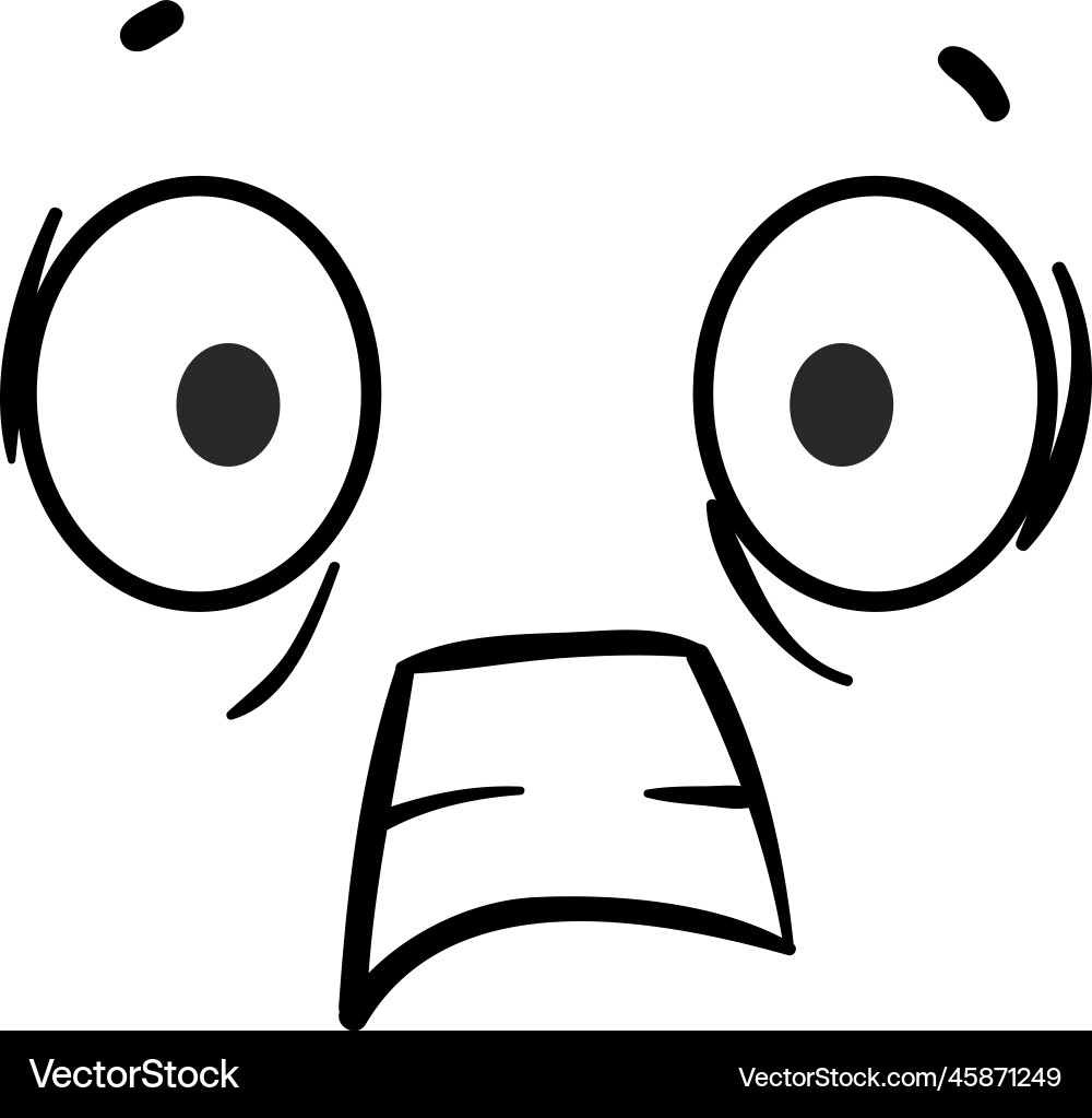 Scared face comic fear expression cartoon Vector Image