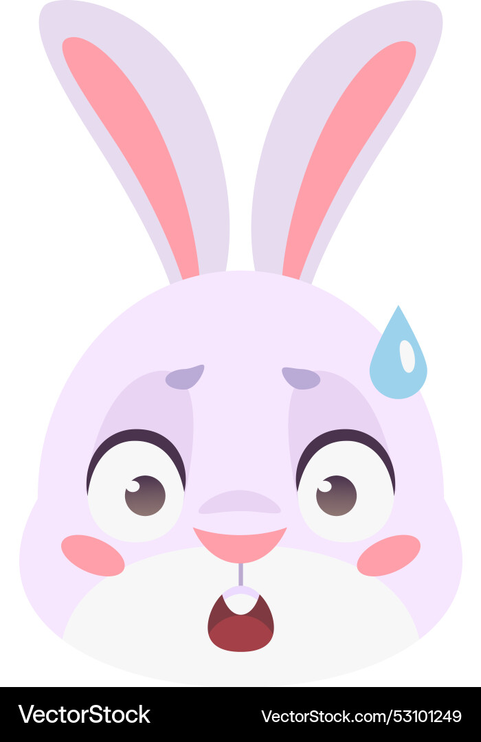 Scared rabbit emoji cute frightened bunny face Vector Image