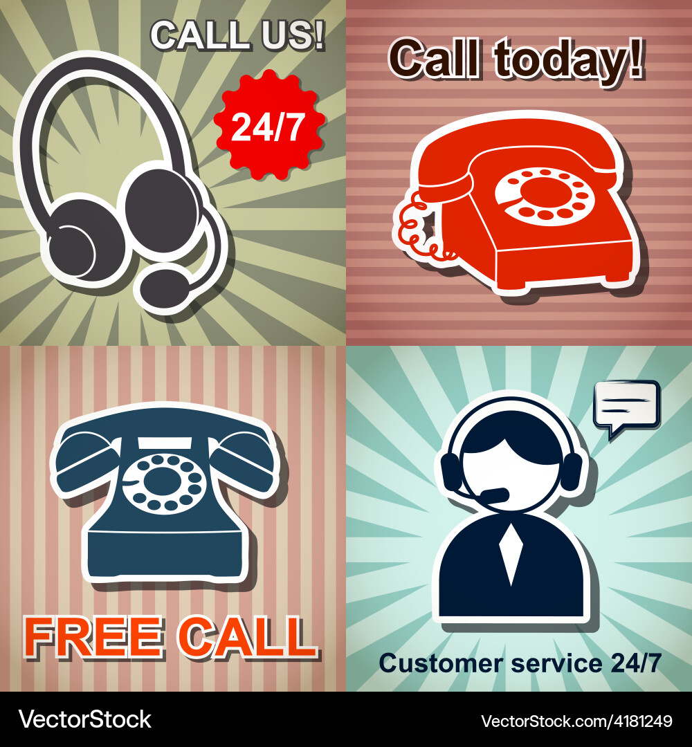 Set of retro phone banners Royalty Free Vector Image