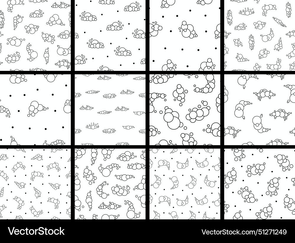 Soap foam set with bubbles coloring page Vector Image