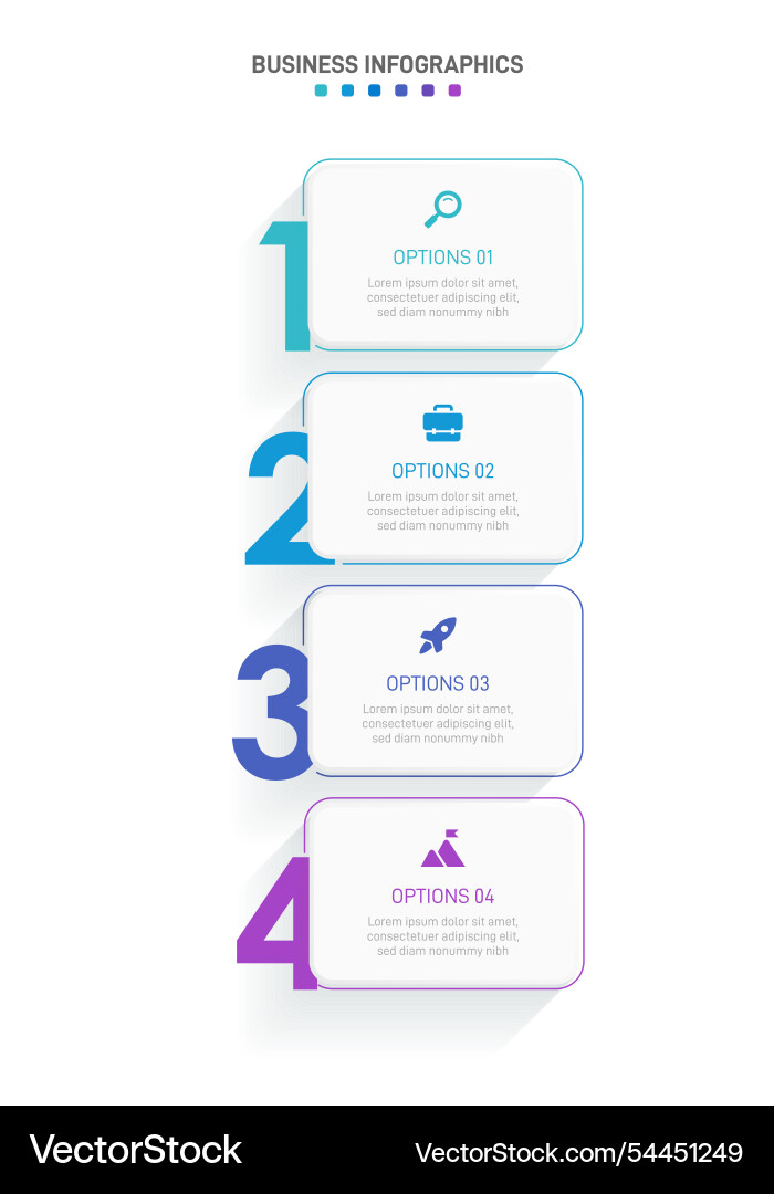Vertical progress bar featuring 4 arrow-shaped Vector Image