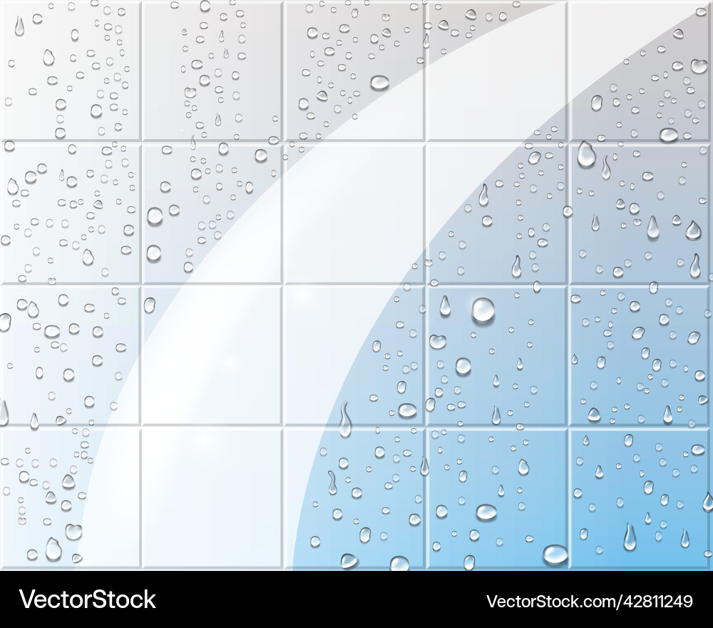 Wet wall tiles with drops cleaning background Vector Image
