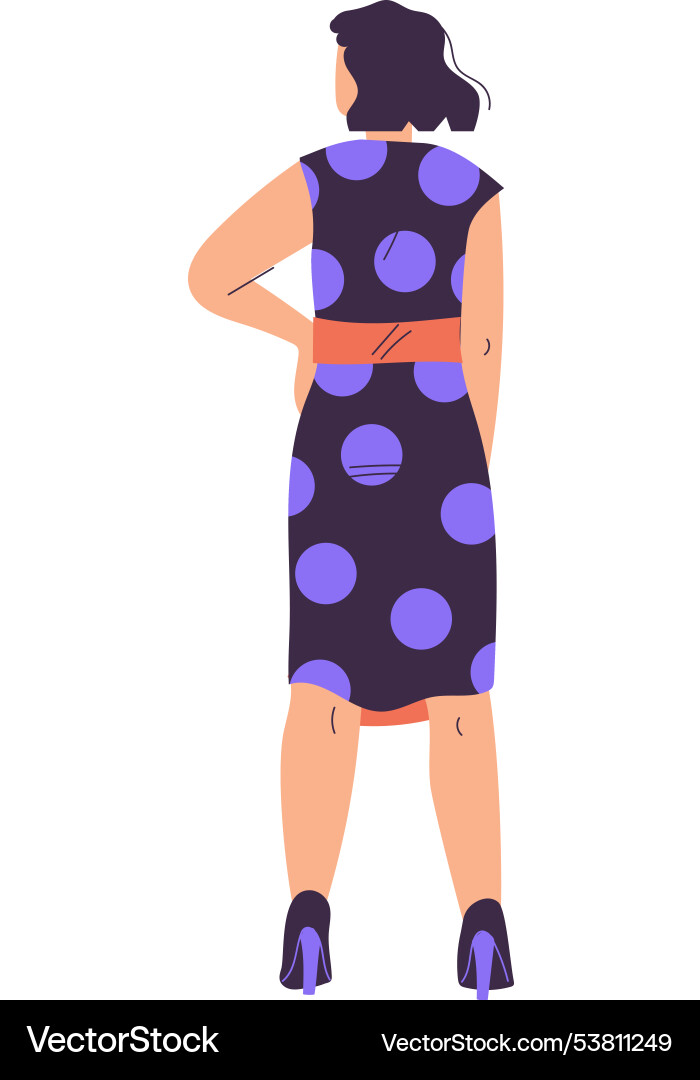 Woman character standing from behind back view Vector Image