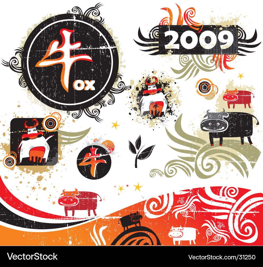 2008 year of ox Royalty Free Vector Image - VectorStock