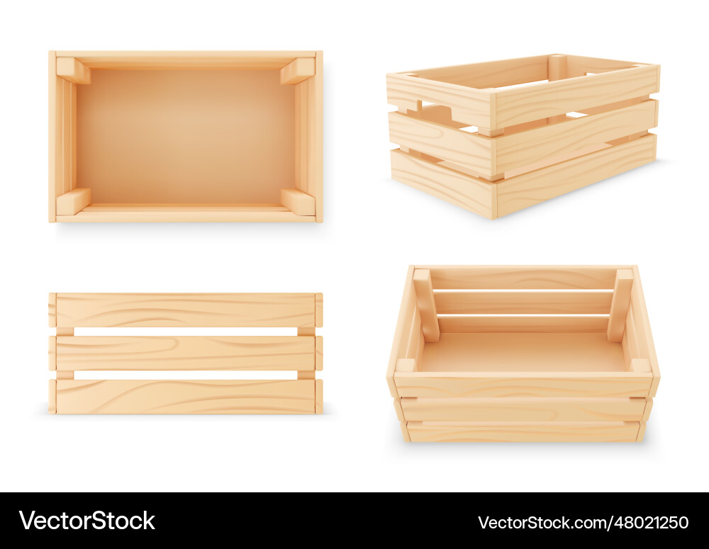 3d wooden box Royalty Free Vector Image - VectorStock