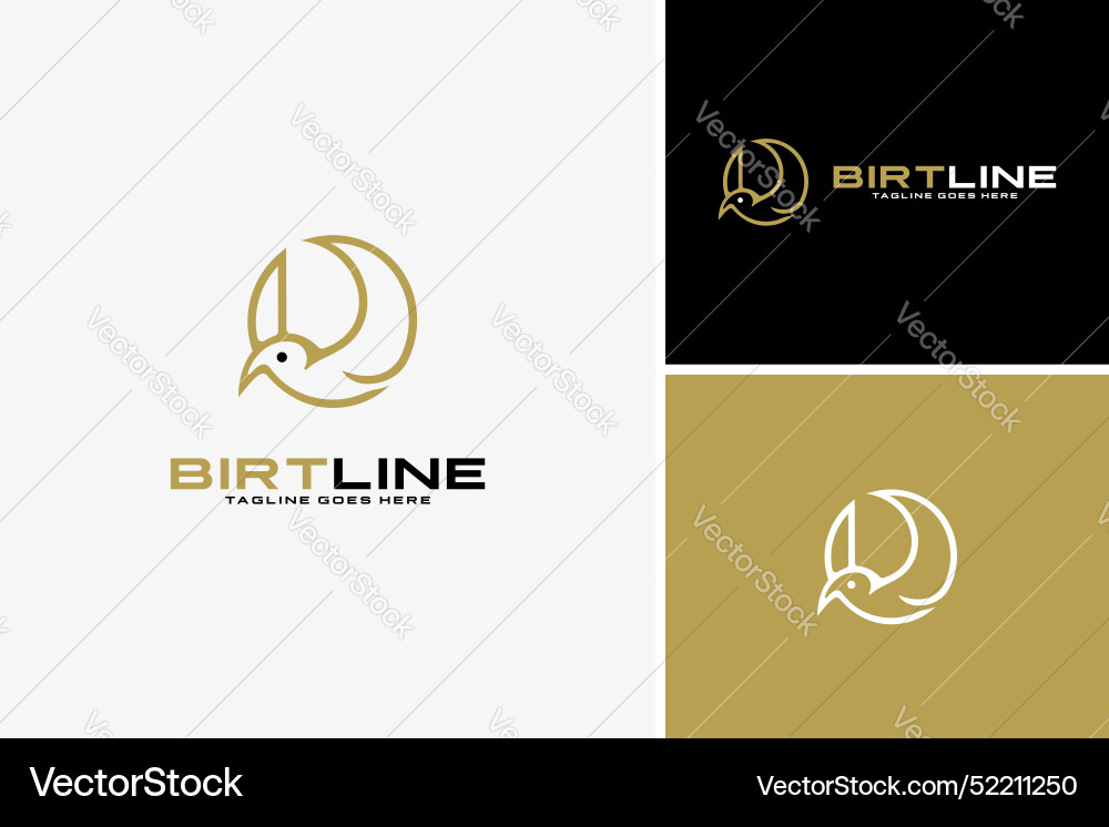 Bird monogram line logo design Royalty Free Vector Image