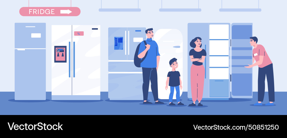 Fridge store horizontal composition Royalty Free Vector