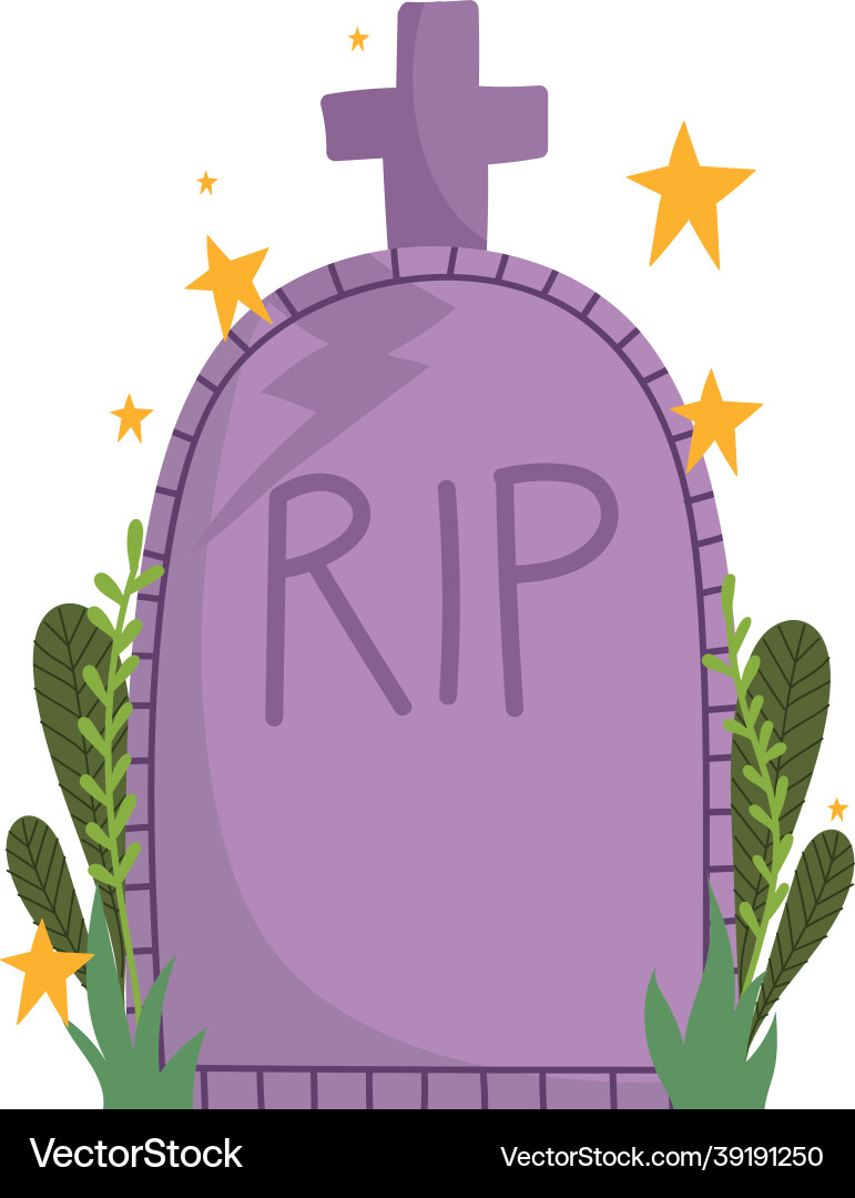 Halloween gravestone cartoon Royalty Free Vector Image