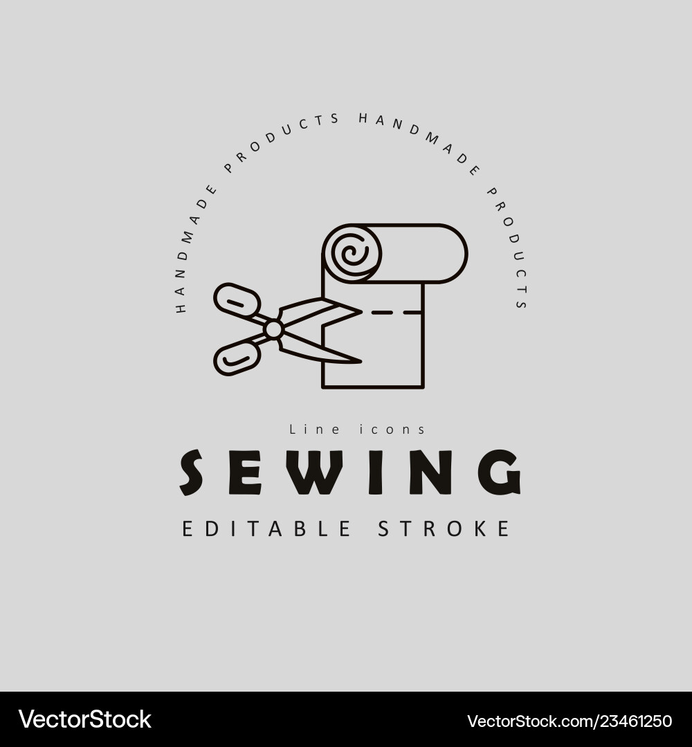 Icon and logo sewing handmade editable Royalty Free Vector