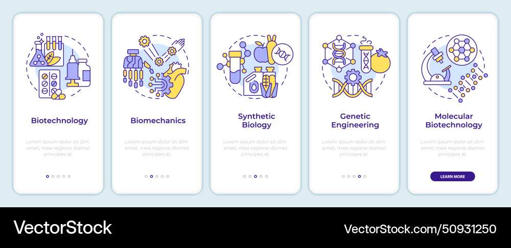 Life sciences technologies onboarding mobile app Vector Image