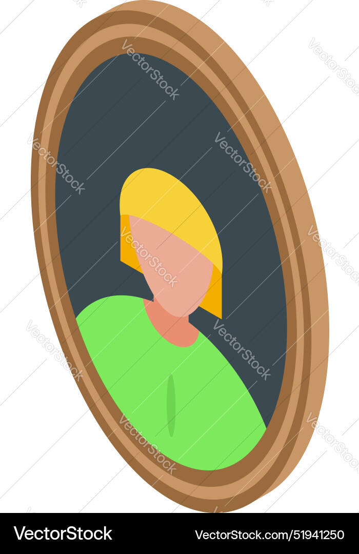 Oval picture frame is hanging on white background Vector Image