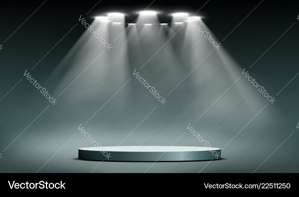 Podium with searchlights Royalty Free Vector Image