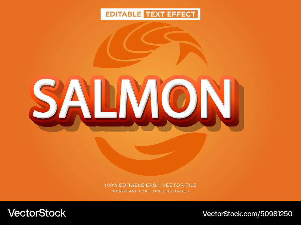 Salmon text effect editable template Royalty Free Vector