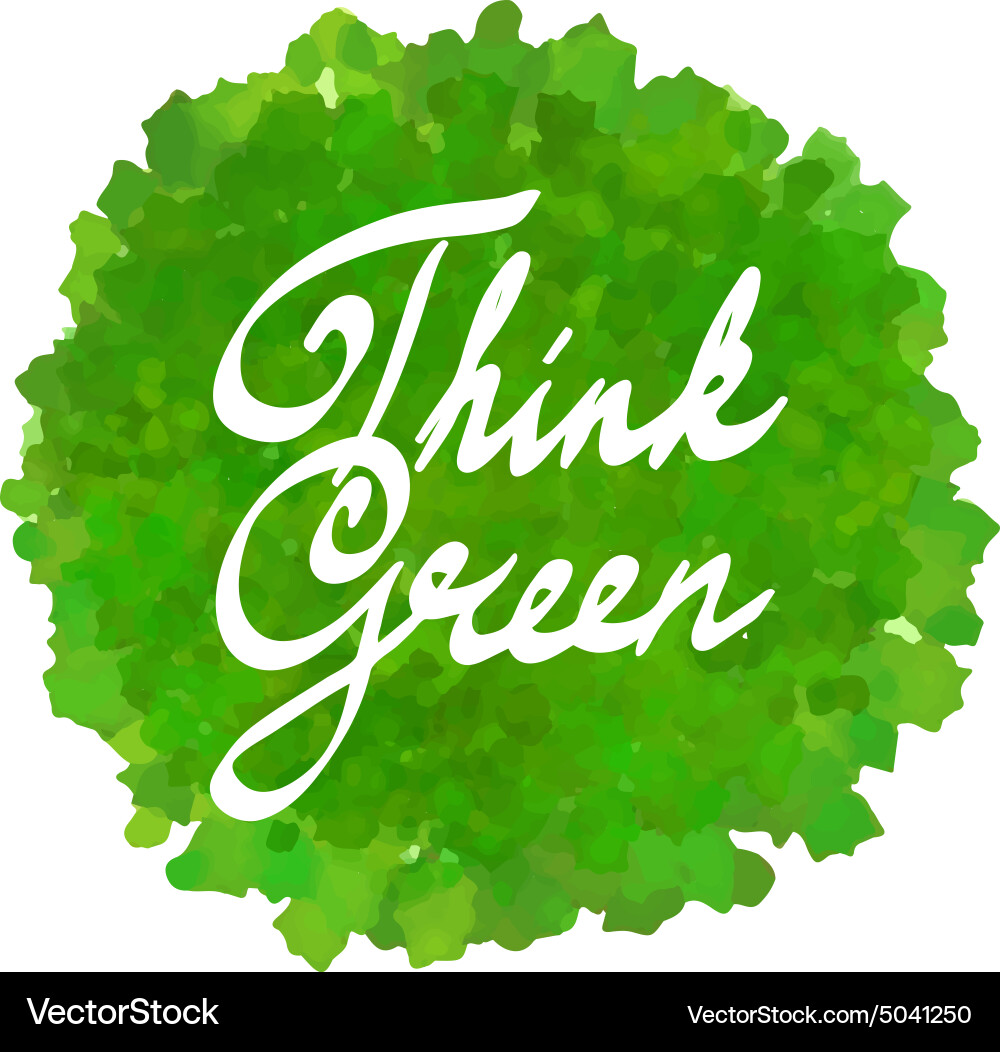 Think green on watercolor spot Royalty Free Vector Image