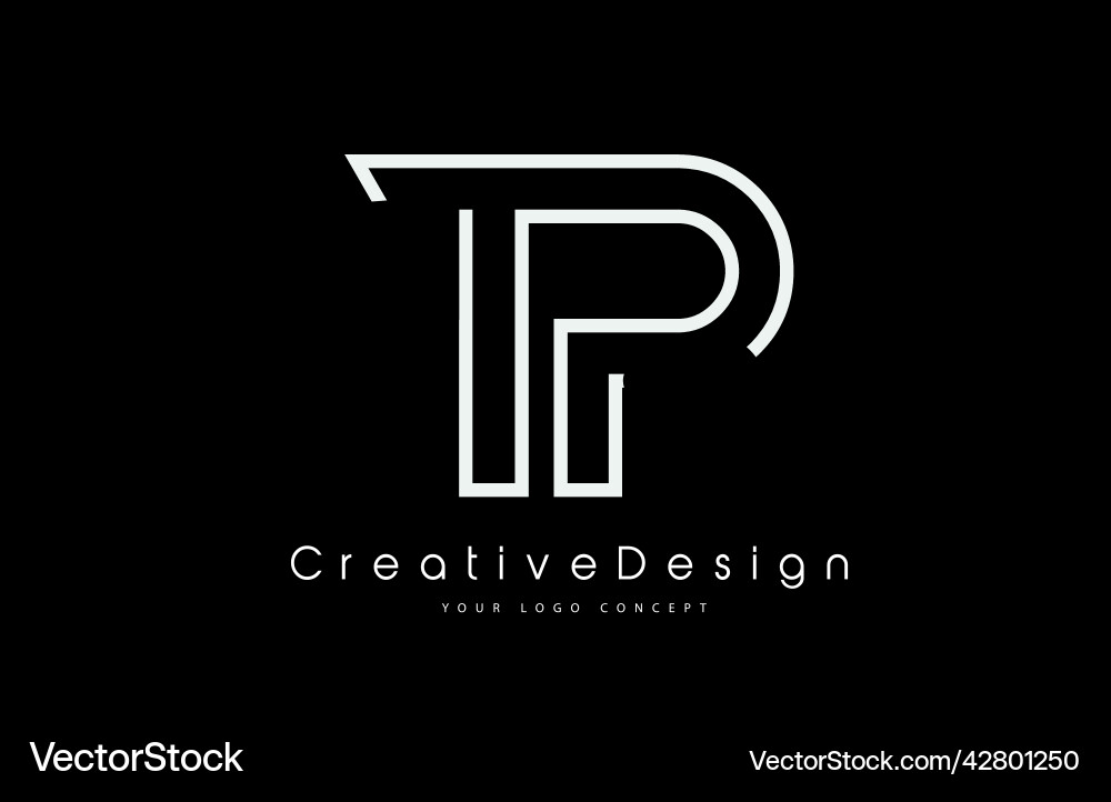 TP Letter Logo - White Style Royalty Free Vector Image