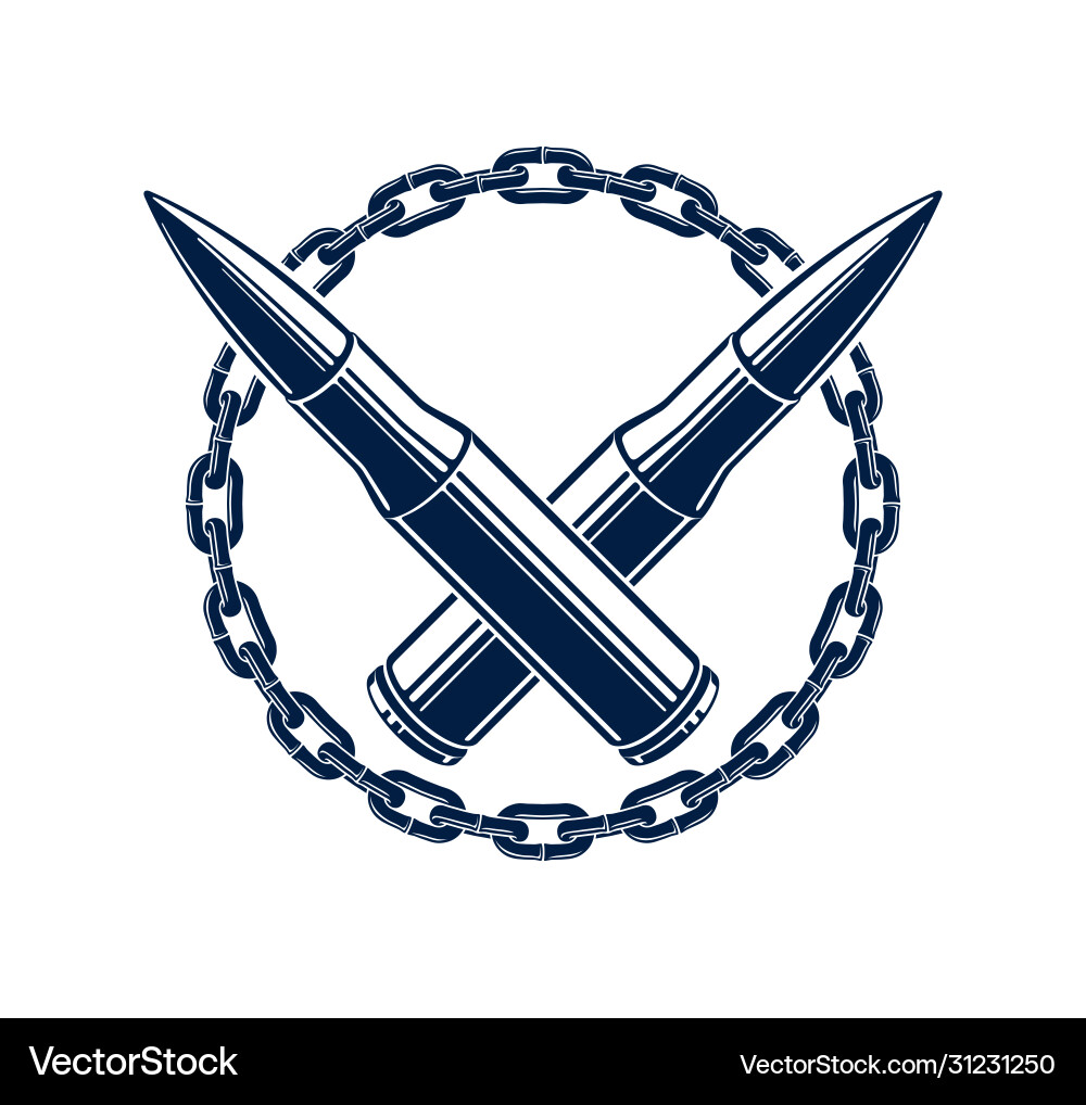 Two crossed bullets emblem or logo isolated Vector Image