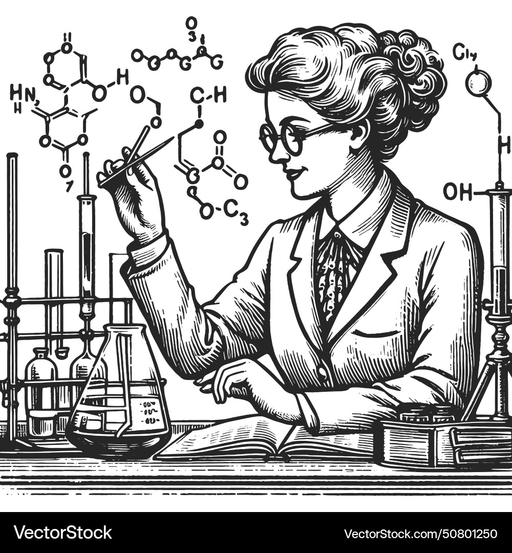 Girl Scientist Drawing