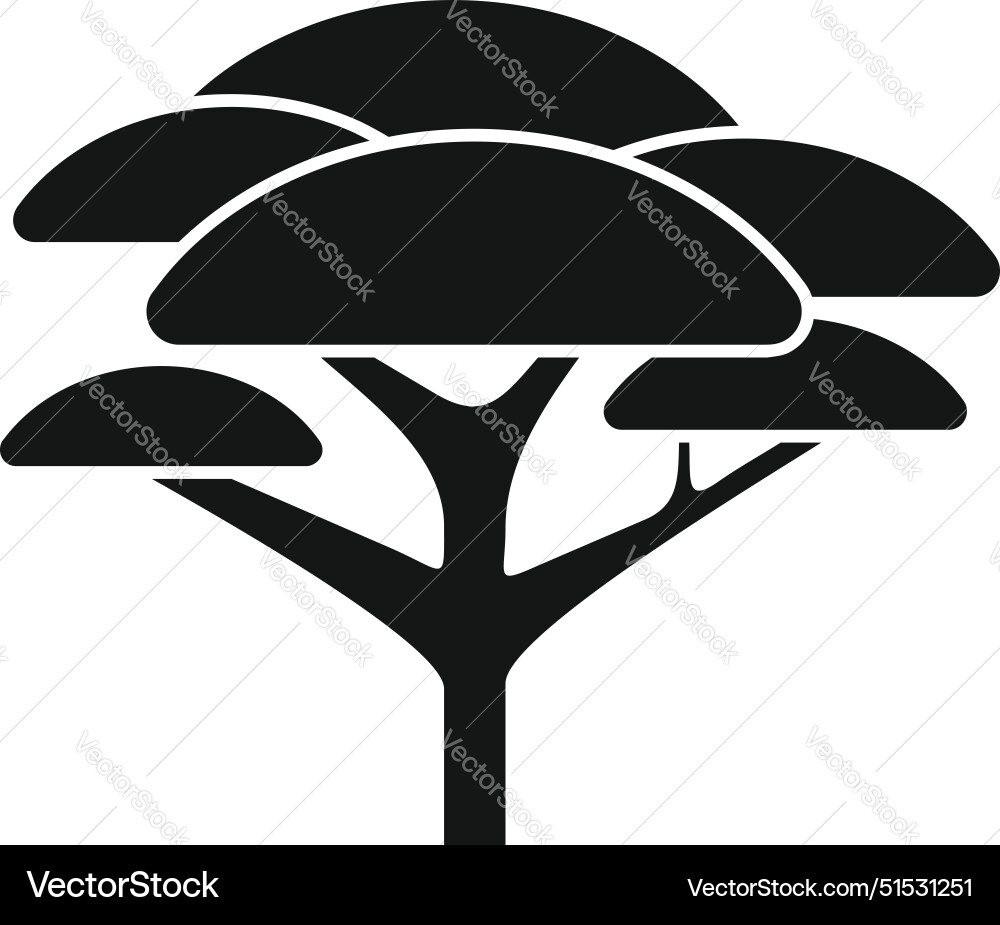 African savannah tree silhouette icon Royalty Free Vector