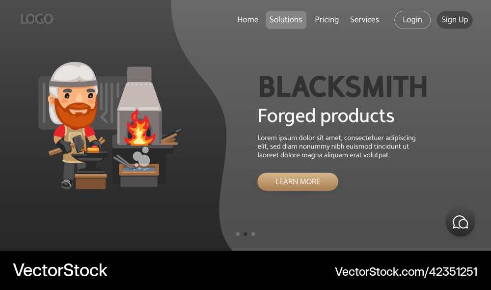 Vorlage für die Website des Schmieds Lizenzfreier Vektor