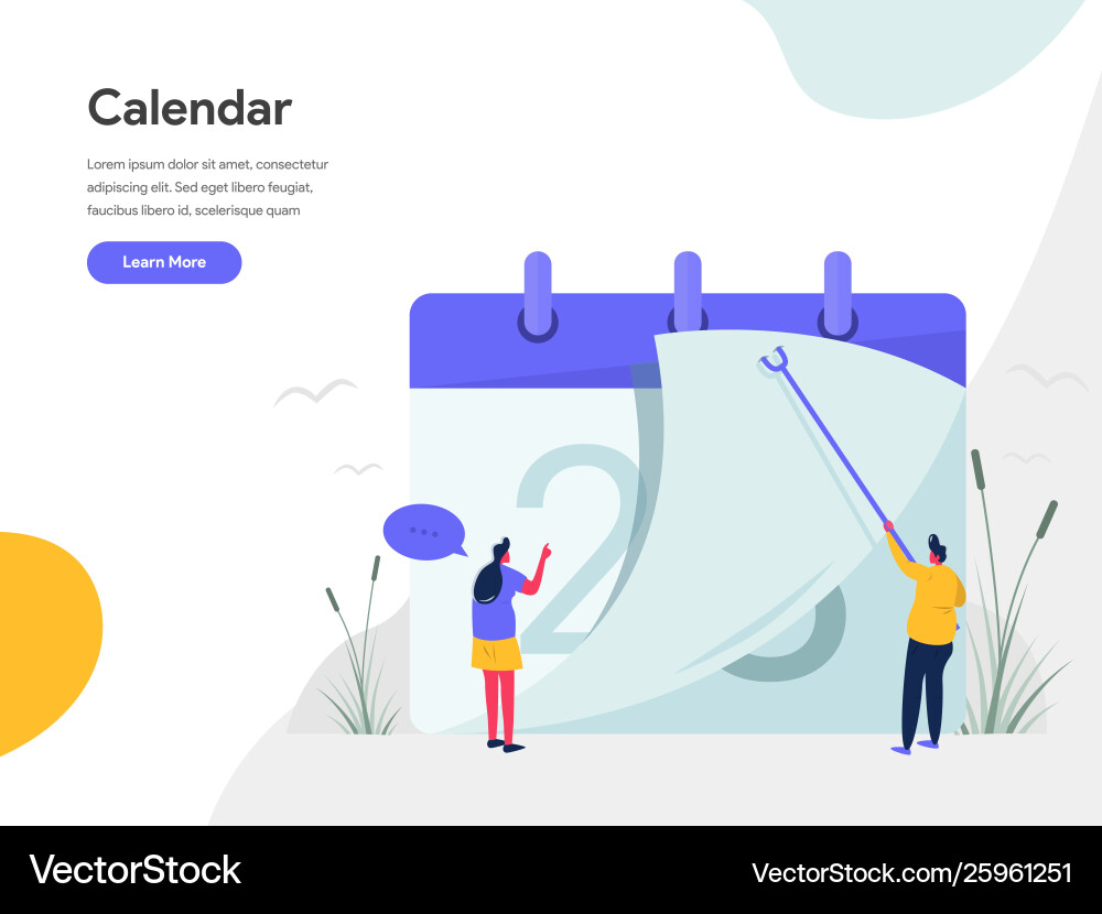 Calendar concept modern flat design Royalty Free Vector