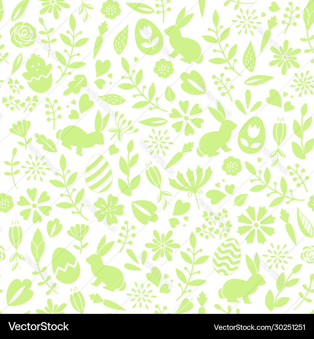 Floral seamless easter pattern with eggs bunnies Vector Image