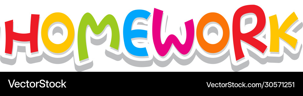 Font design for word homework on white background Vector Image