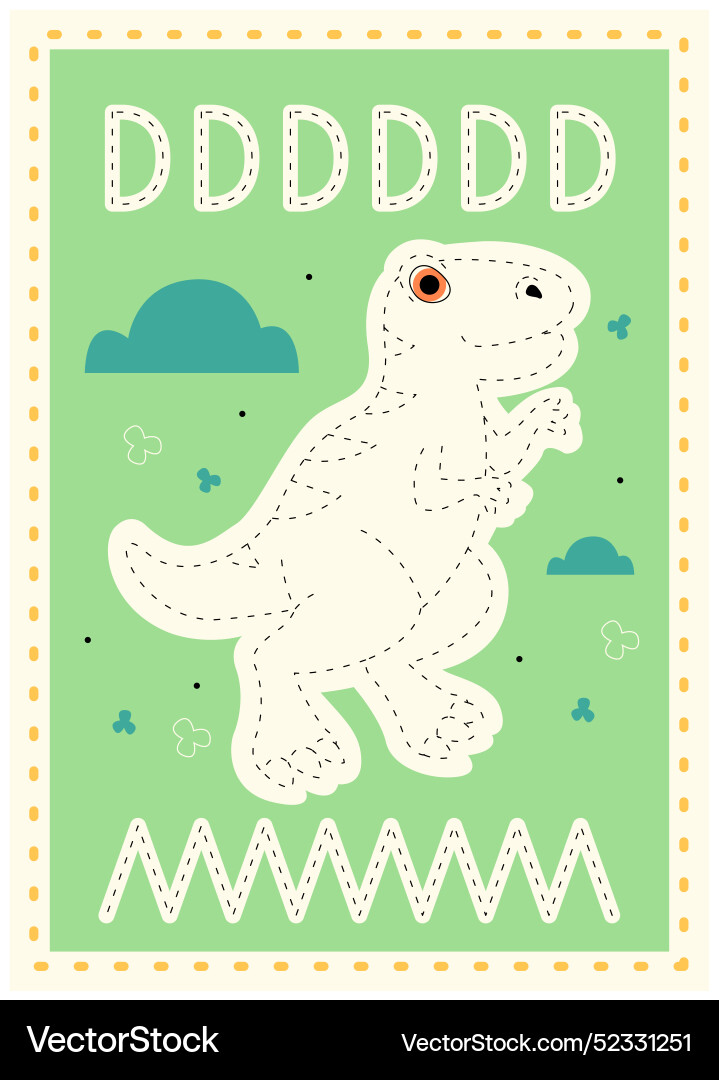 Hand drawn tracing worksheet template Royalty Free Vector