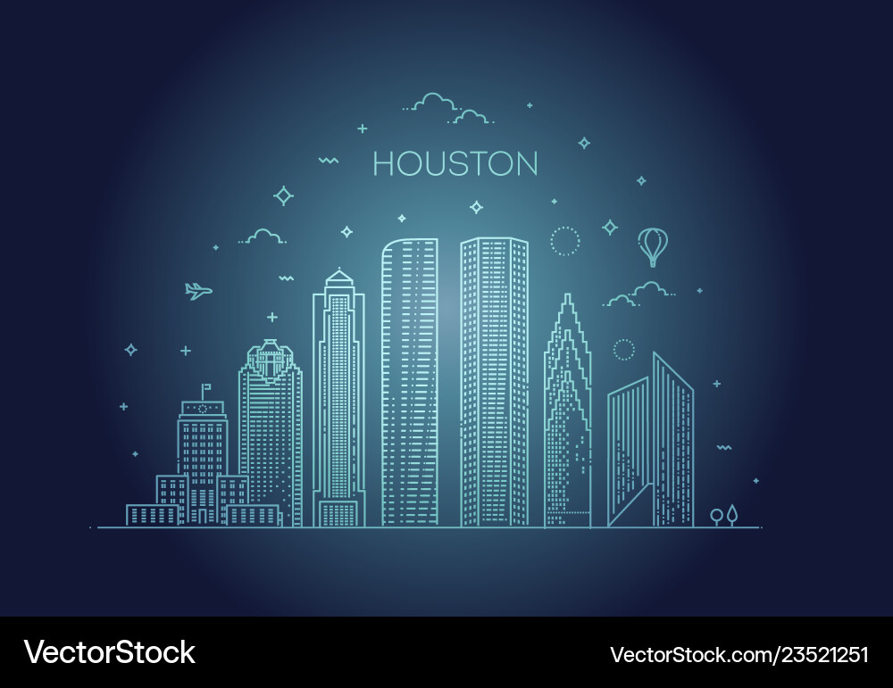 Houston city skyline Royalty Free Vector Image