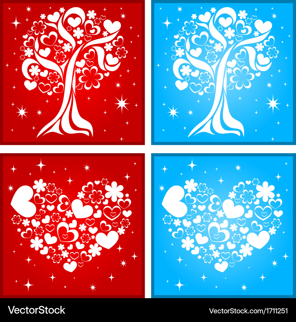 Lovely tree and heart background Royalty Free Vector Image