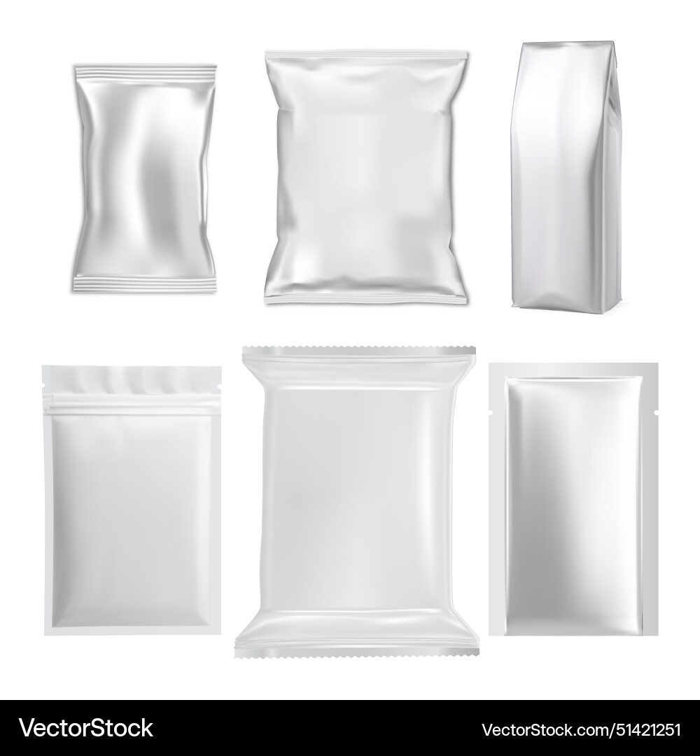 Plastic bag blank food snack packet template Vector Image