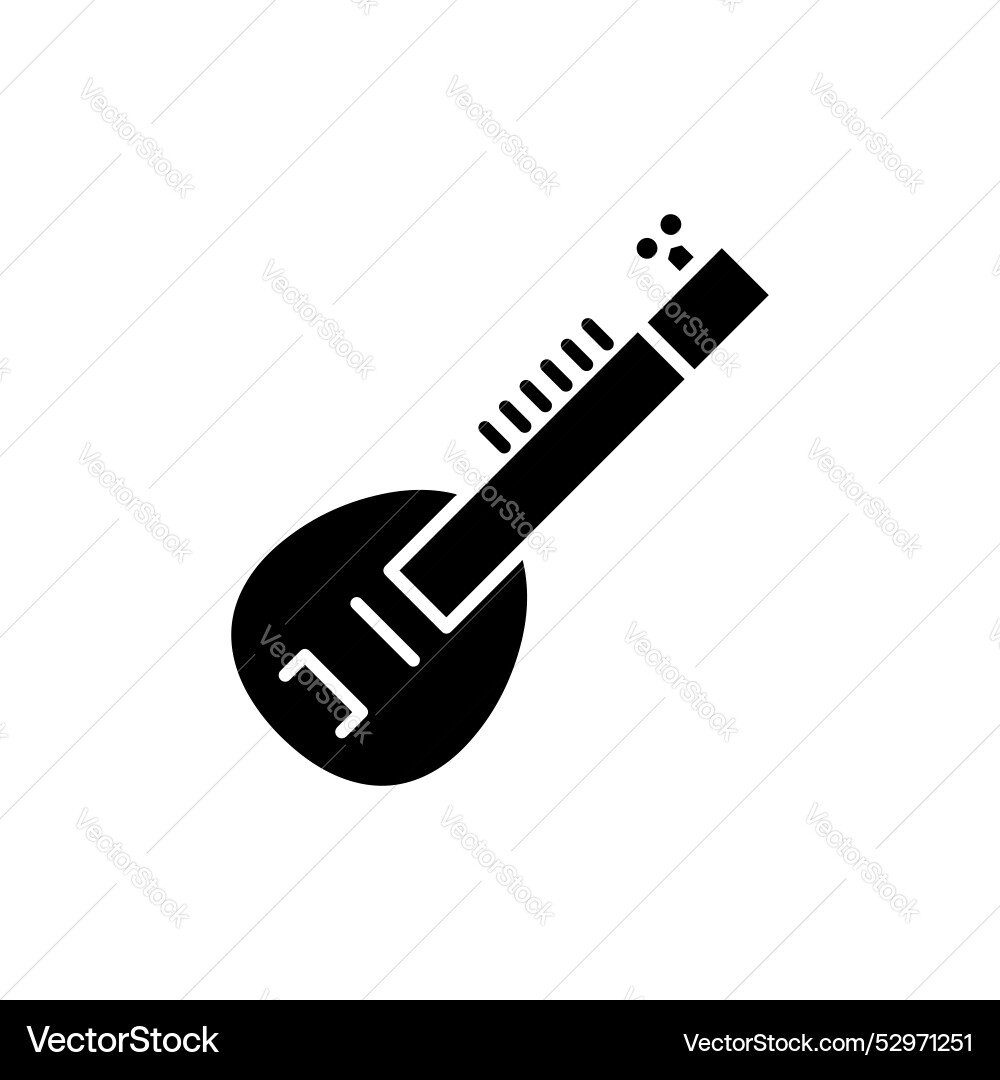 Sitar line icon isolated on white background Vector Image