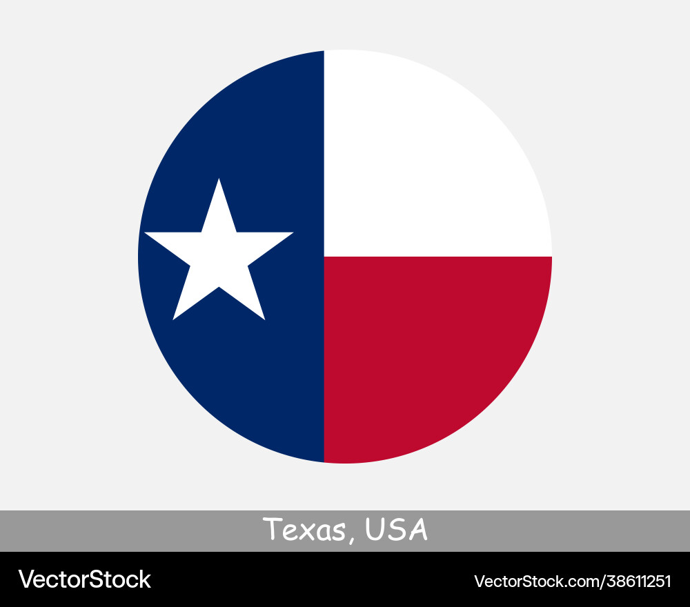 Texas round circle flag Royalty Free Vector Image