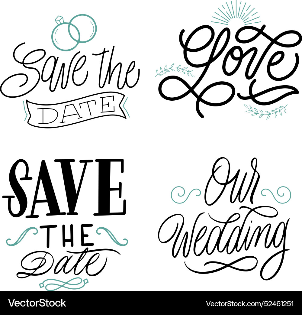 Vintage save the date lettering collection Vector Image