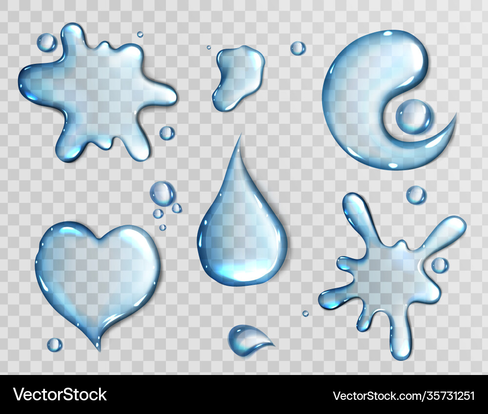 Water spills different shapes top view Royalty Free Vector