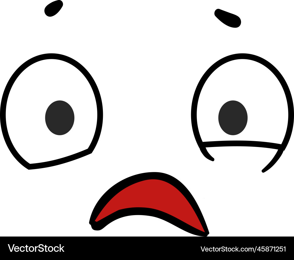 Worried face emoji hushed feeling comic Royalty Free Vector