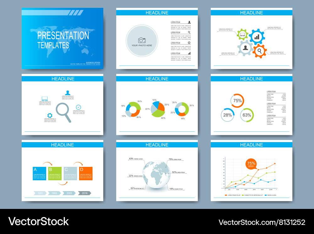 Blue set of templates for multipurpose Royalty Free Vector