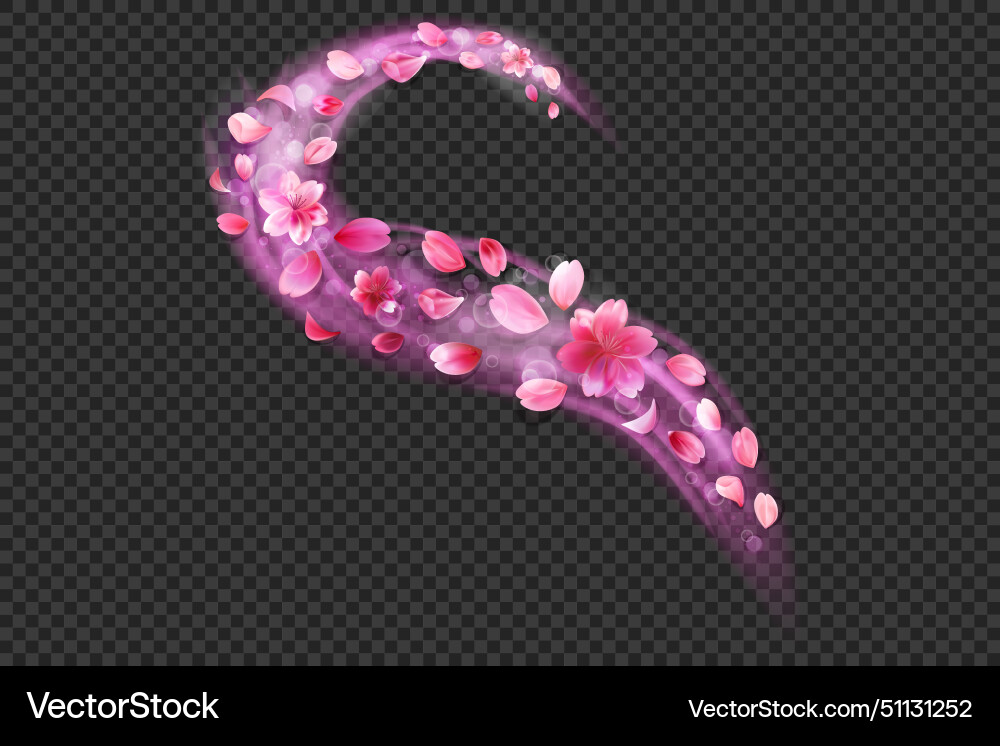 Flying sakura petals shiny flower decoration Vector Image