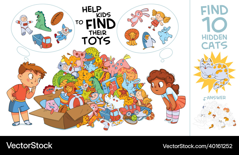 Help kids find their toys hidden objects Vector Image