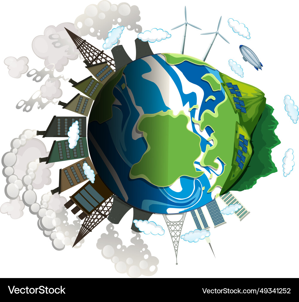Isolated earth sphere beautiful weather vs Vector Image