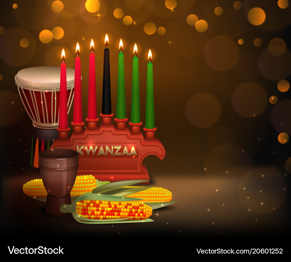 Kwanzaa kinara background colorful composition Vector Image