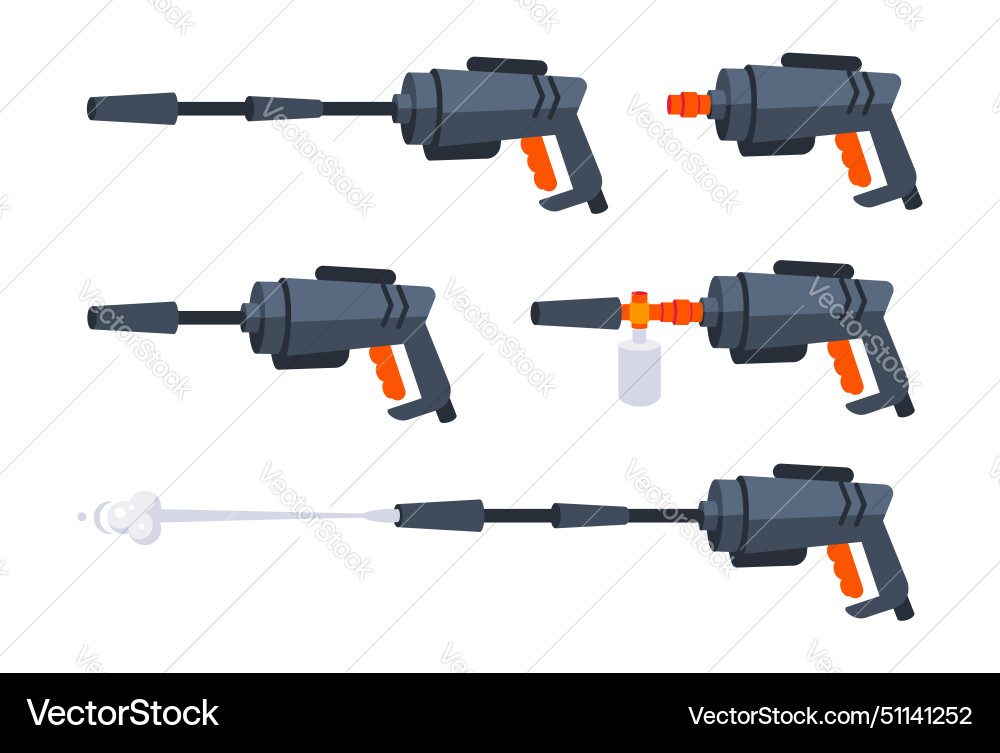 Pressure washing gun jet spray on white Royalty Free Vector