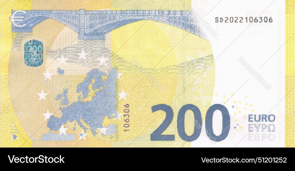 Reverse of high polygonal pixel mosaic 200 euro Vector Image
