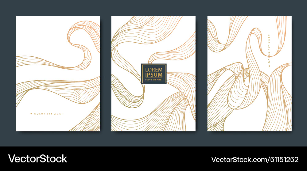 Set of wave abstract line backgrounds gold Vector Image