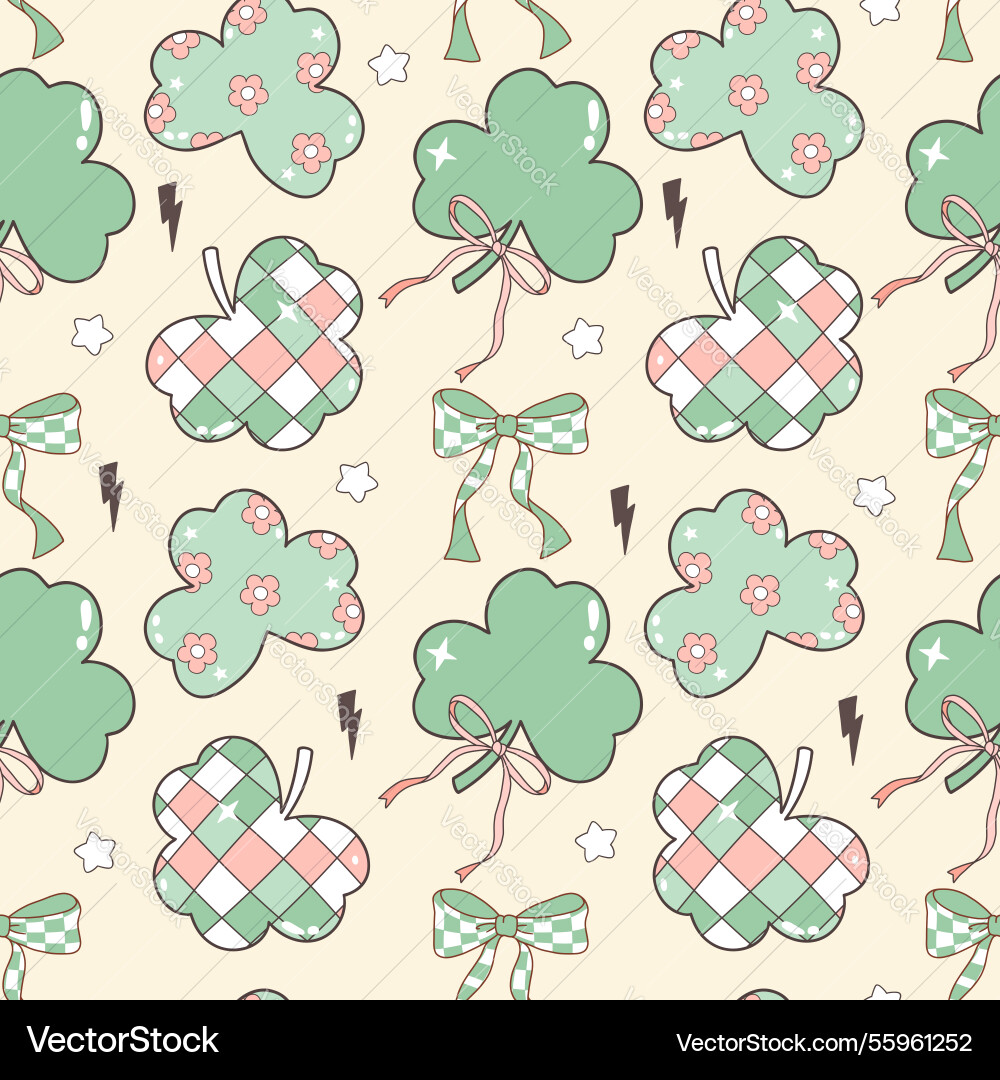 St. Patrick's Day Groovy Shamrock Pattern – Royalty-Free Vector ...