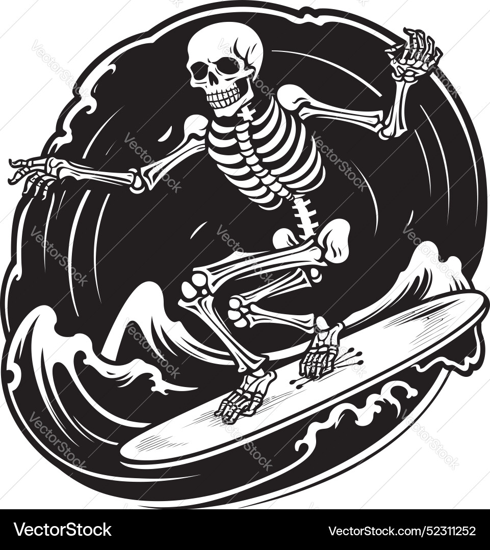 Surfing dead skeleton logo graphics surfer Vector Image
